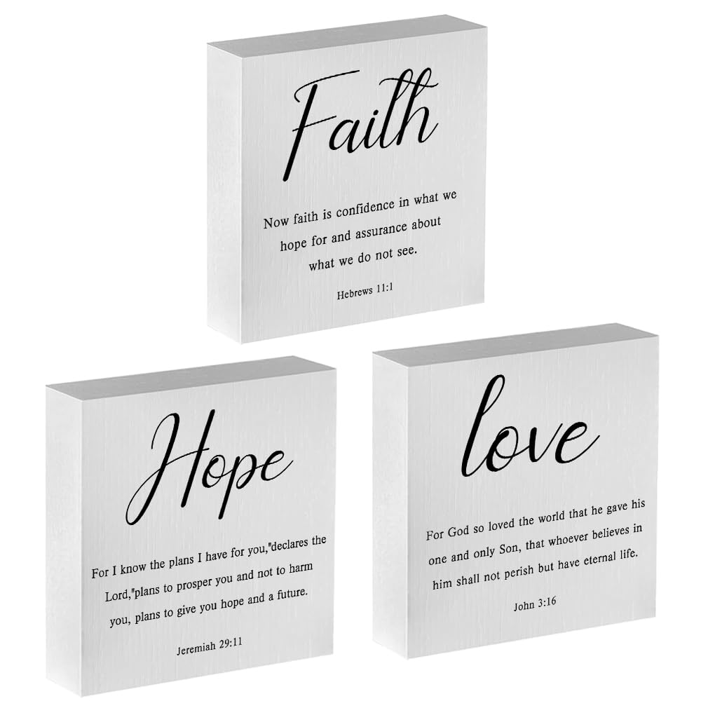 Amazon.com: Faith Hope and Love Bible Verse Decor Wooden Box Sign ...