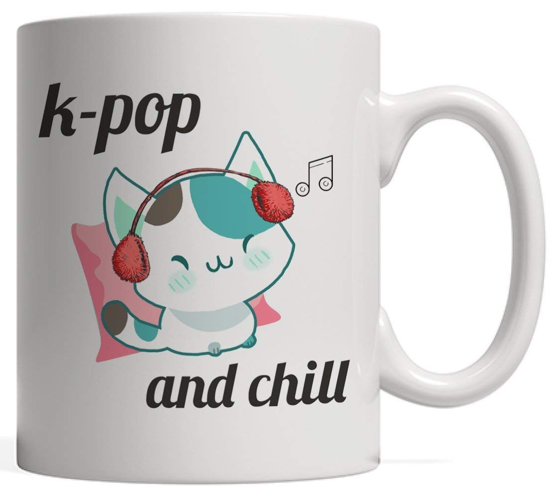 Buy K-Pop and Chill Mug Cute Kawaii Cat Gift for Fangirls and Fanboys ...
