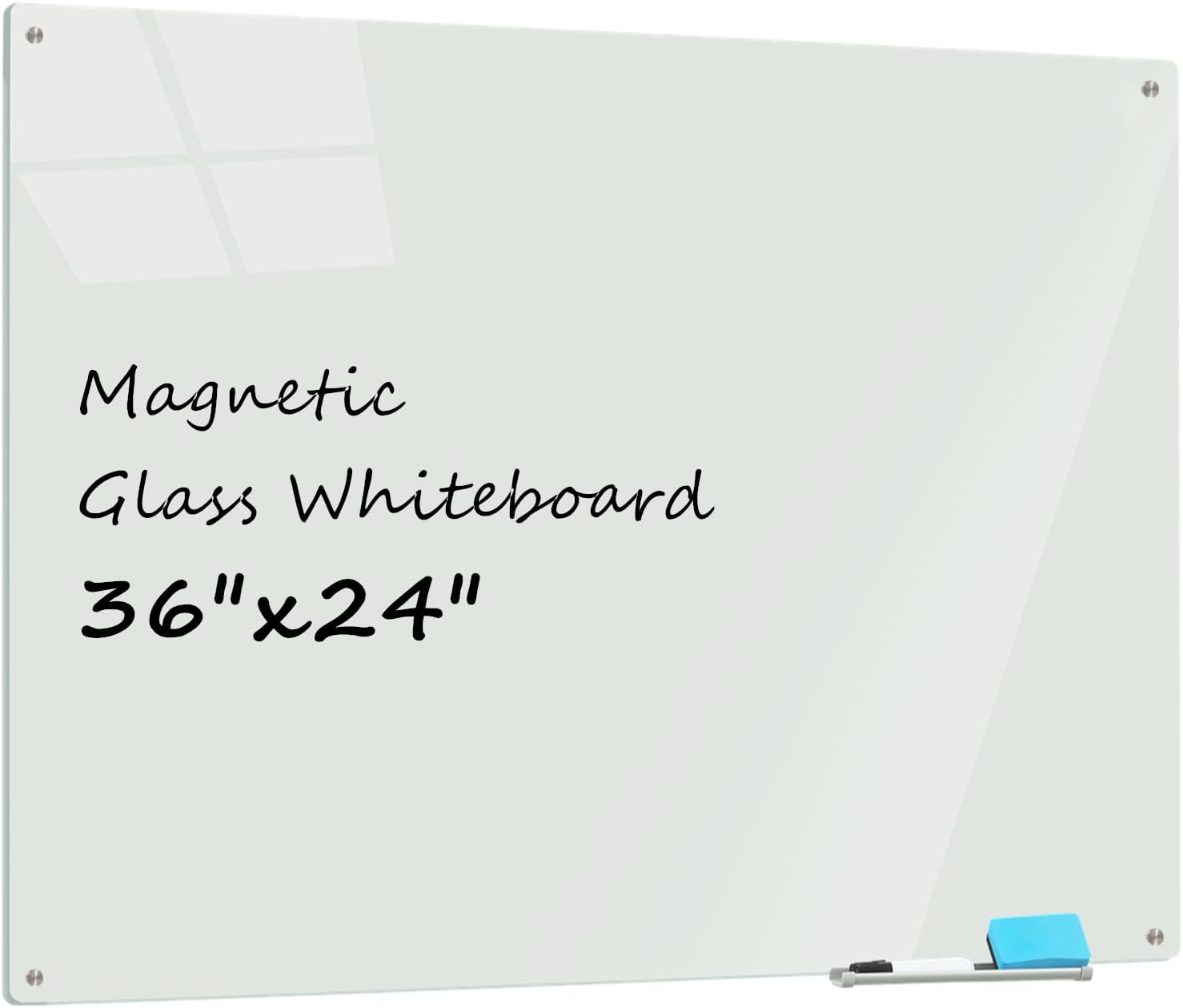 Amazon.com : Magnetic Glass Dry Erase Whiteboard, 36 x 24 Inches Frameless Glass White Board ...