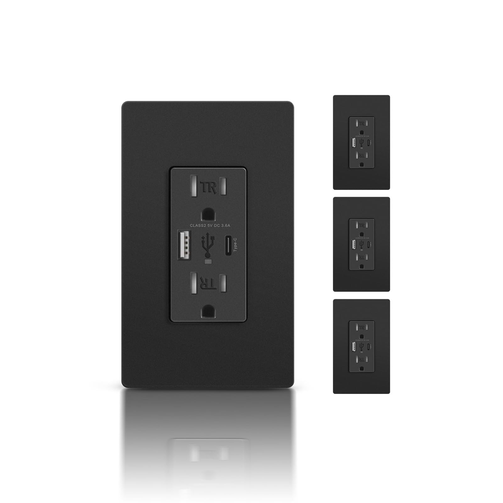 Snapklik.com : TOPELER Black USB Wall Outlet, 48A USB Charger Wall ...