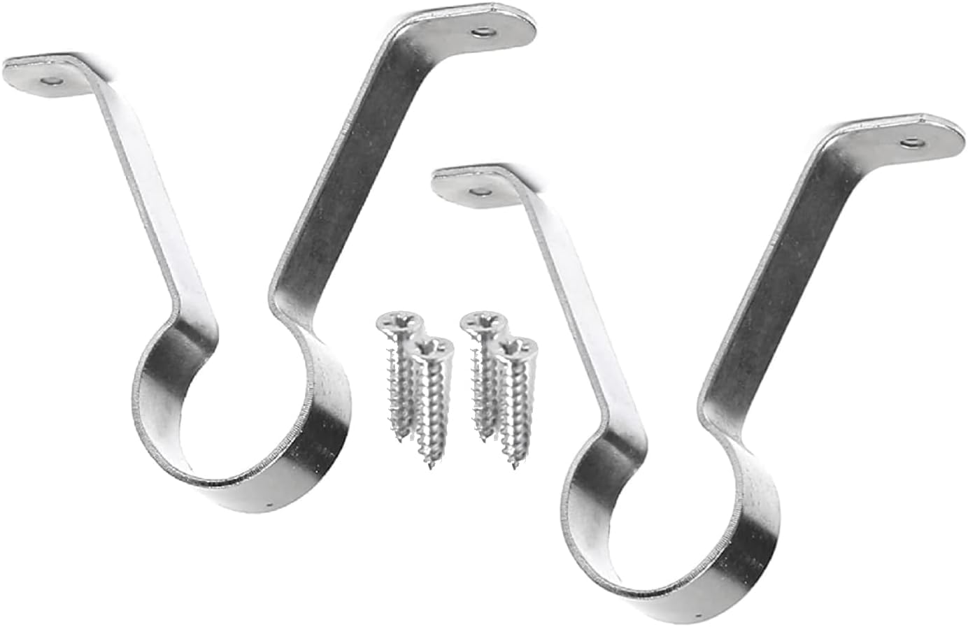 Pack of 2 Hanging Rod Wardrobe Rail Bracket Supports Large Chrome ...