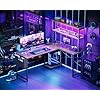 Amazon.com: AODK L Shaped Desk Gaming Desk with LED Light & Power ...