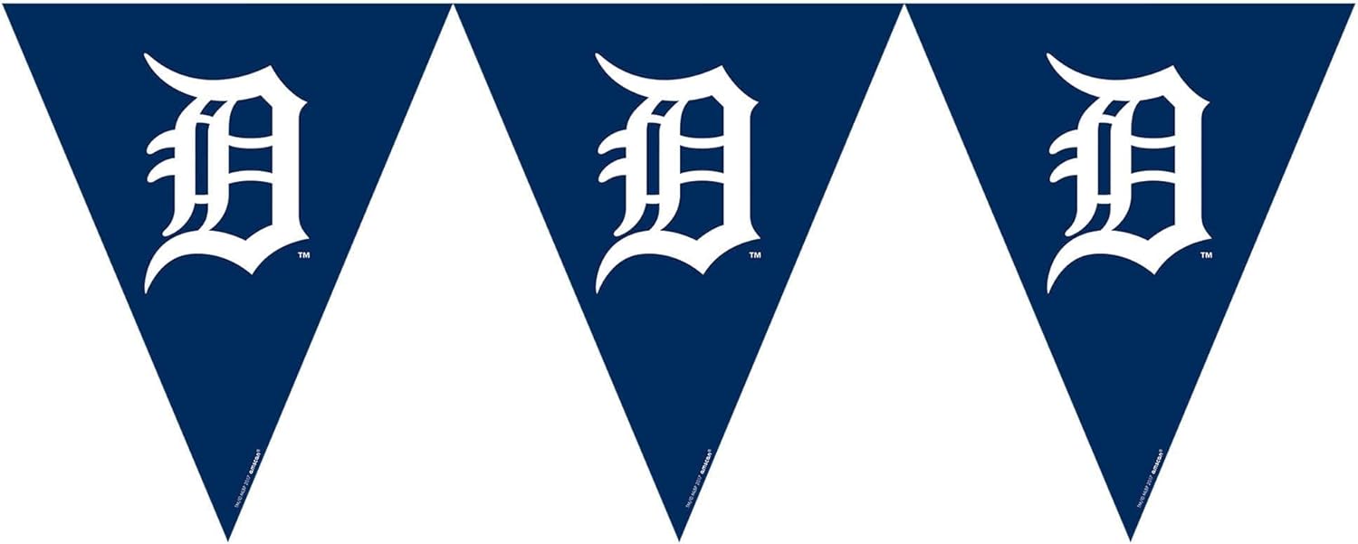 Amazon.com: Detroit Tigers Blue & White Pennant Banner - (12 ft) 1 ...