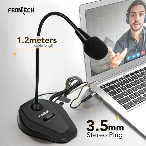 FRONTECH Flexible 3.5mm Jack Microphone for PC Desktop, Mic for Gaming ...