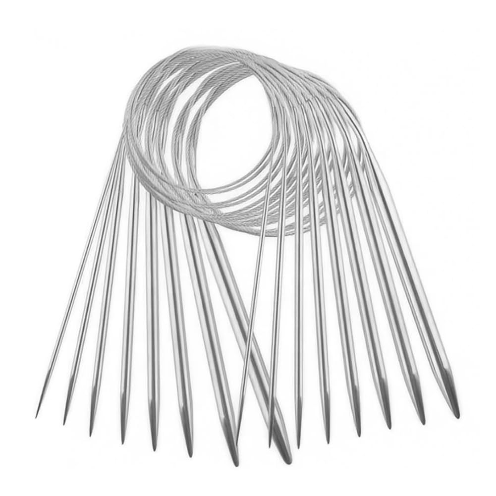 8 Pieces Circular Knitting Needles, 80cm Stainless Steel Circular ...
