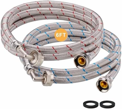 Yejesiy 4 Ft Washing Machine Hoses, Premium Stainless Steel Washer ...