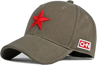 Cotton Baseball Cap with Red Star Embroidery for Men&Women, Adjustable ...