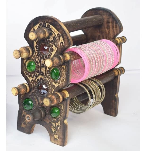 asad LaNorme Wooden Bangle Stand with 4 Rod (Antique)/ Churi Stand ...