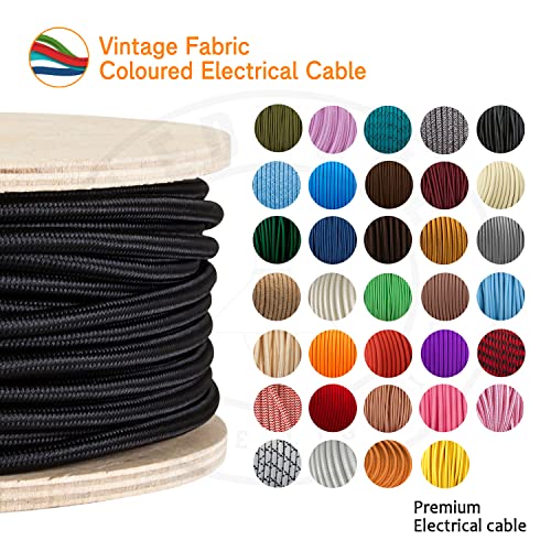 LEDSone 2 Core 5 Meters Round Fabric Cable, Vintage Style Italian ...