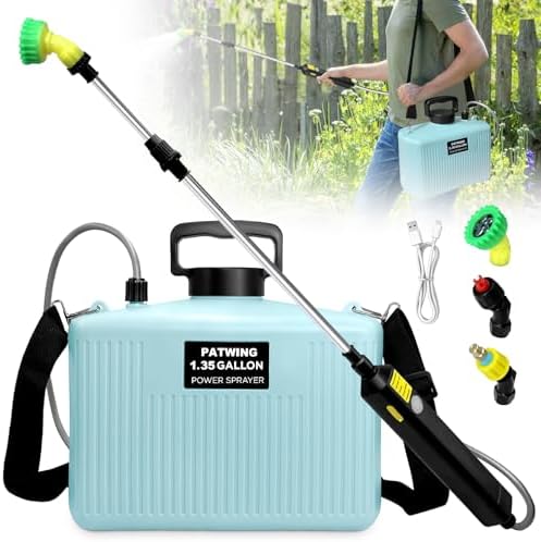 Amazon.com : Battery Powered 1.35 Gallon Sprayer, Electric Garden ...