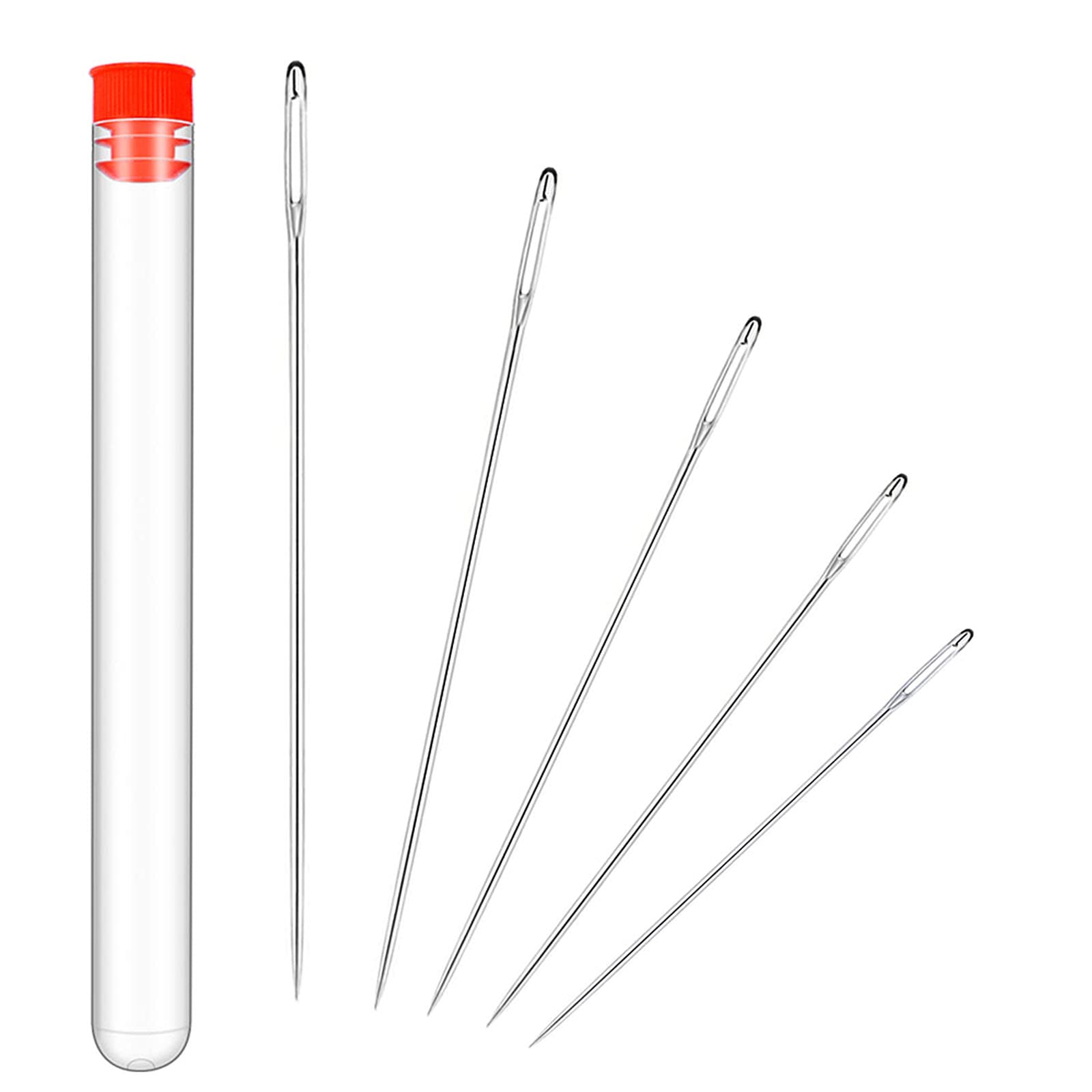 5 PCS Long Sewing Needles, Large Eye Stitching Needles with Needle ...