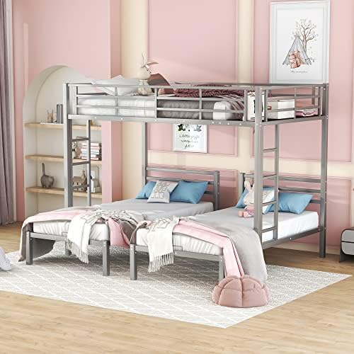 Amazon.com: Bellemave Triple Bunk Bed Metal Full Over Two Twin Beds ...