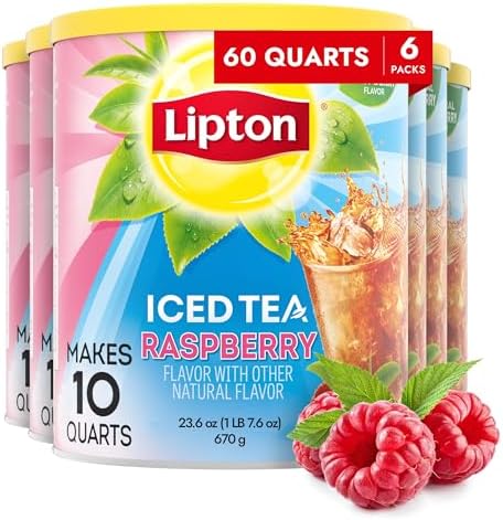 Amazon.com : Lipton Raspberry Iced Tea Mix, Sweetened, Makes 10 Quarts ...