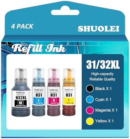 SHUOLEI 31 32XL Ink Compatible with HP 31 32XL Ink Bottle Multipack for ...