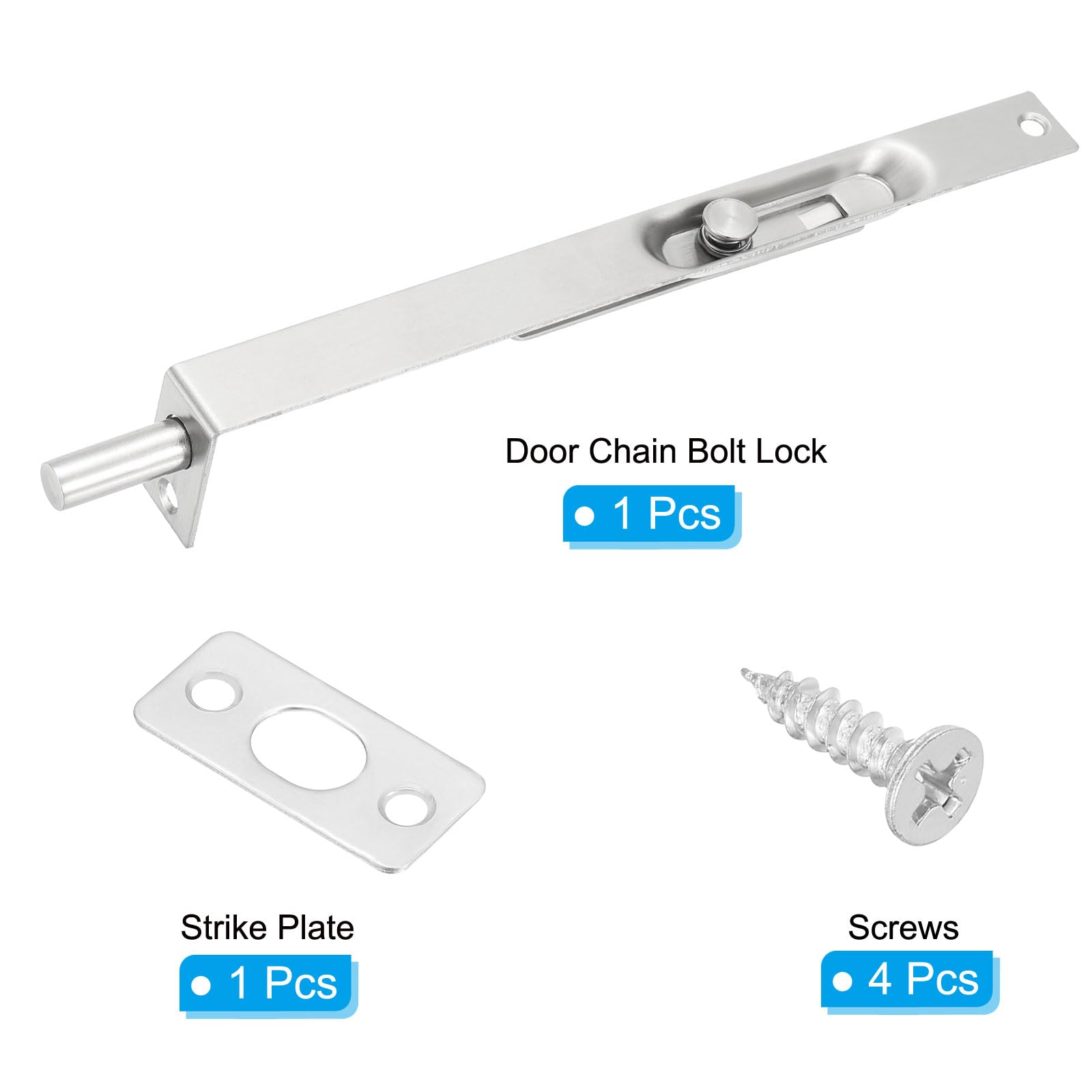 PATIKIL Flush Bolt 8″ x 0.71″, Stainless Steel French Door Lock ...