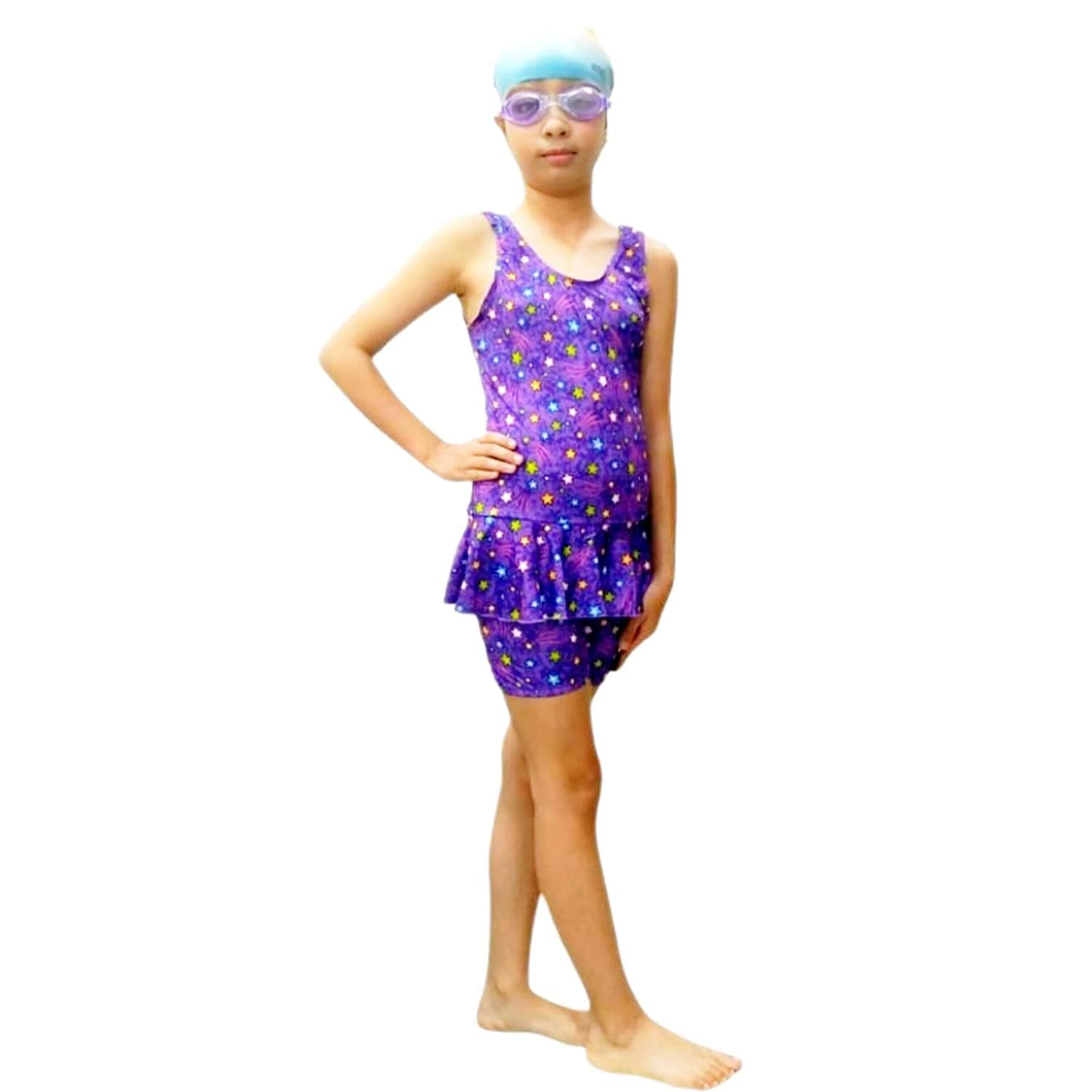 Buy BB -Present- Swimming Costume for Girls with Cap I Goggles I Ear ...