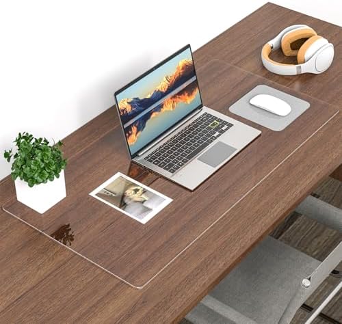 Diffaxy Desk Pad, Transparent PVC Desk Mat, Round Edges, Waterproof Non ...