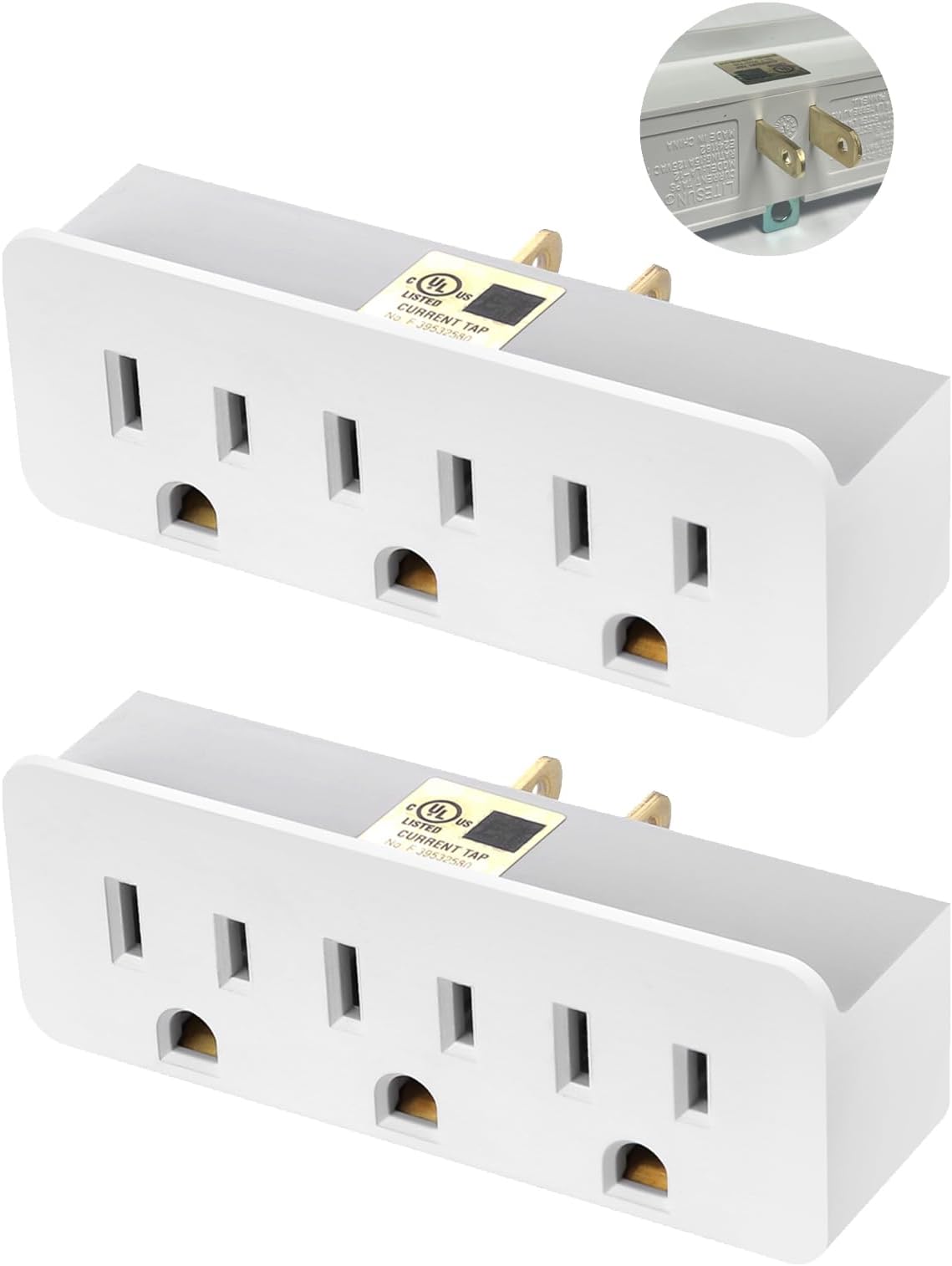 Amazon.com: ETL Listed Grounded Adapter 3 Prong to 2 Prong Triple ...