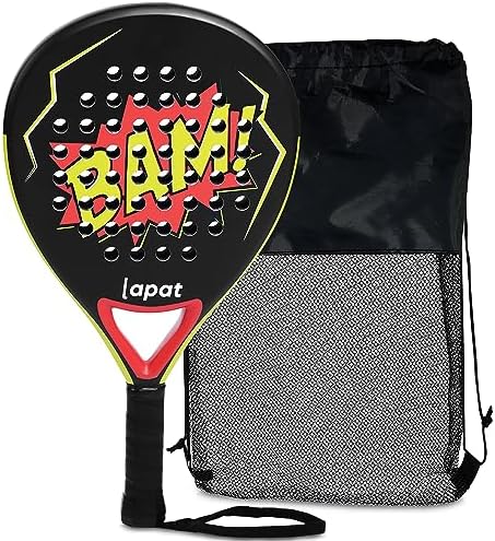 LAPAT Padel Racket with Cover Bag - Carbon Surface with EVA Memory Foam ...