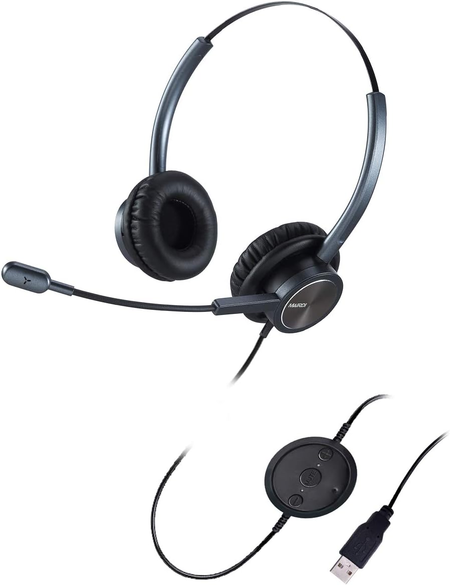 Amazon.com: USB Headset with Noise Cancelling Microphone & Mic Mute ...