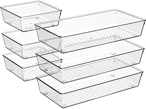 Amazon.com: Criusia Drawer Organizer, 6 Pack Large Clear Plastic Drawer ...