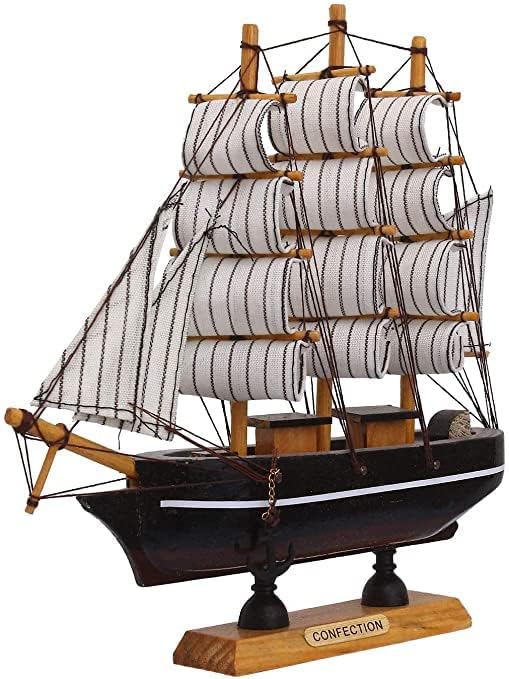 ViaZAID LED Colourful Lights Sailing Ship Model Decor, Wooden Miniature ...