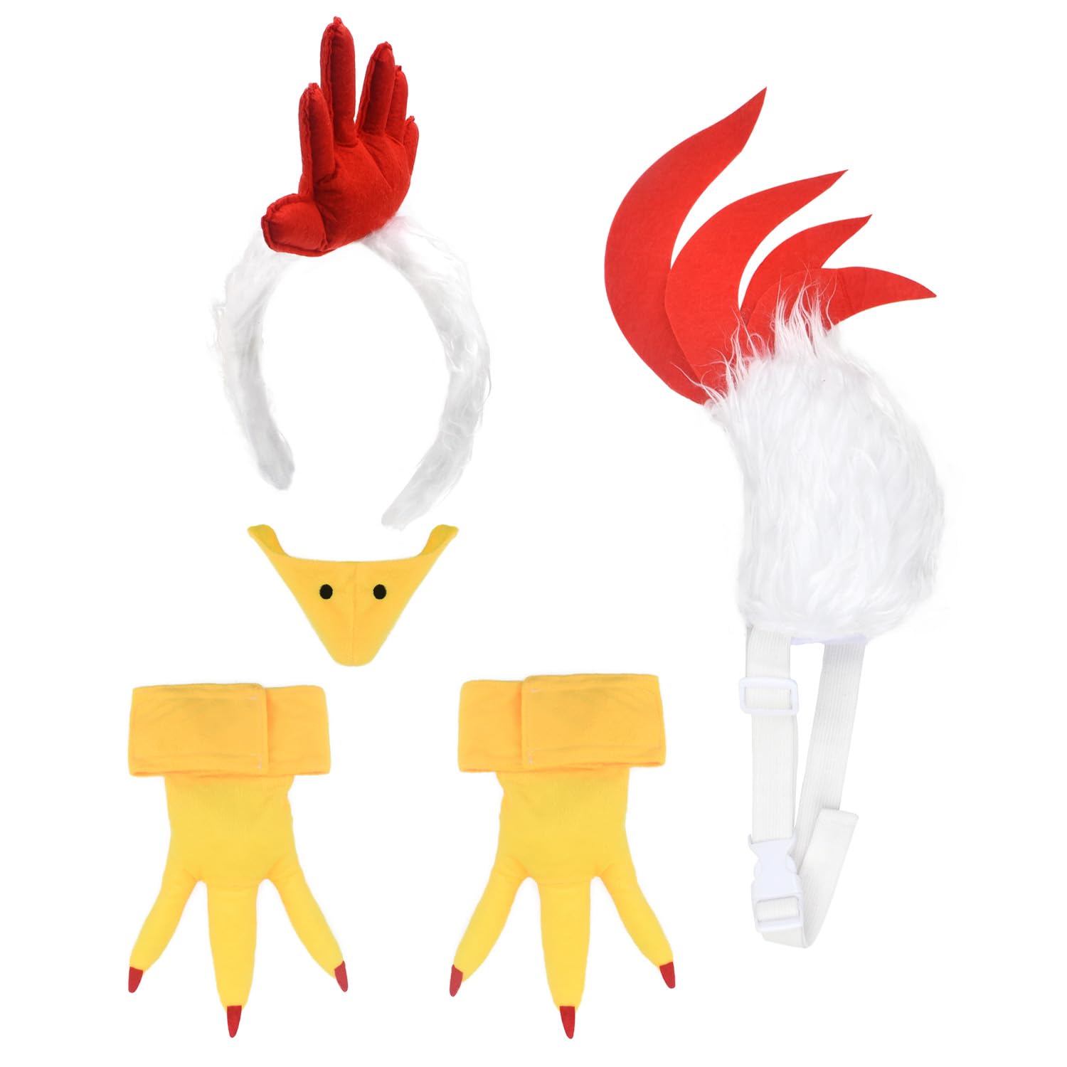 Amazon.com: HODRME 5 Pieces Rooster Chicken Comb Headband and Tail Set ...