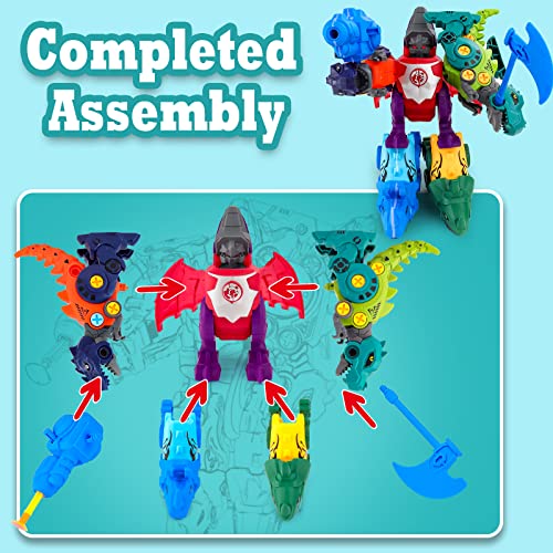 Snapklik.com : Dinosaur 5 In 1 Combiner Transformer Robot Toys For Boys ...