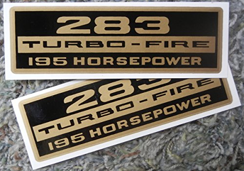 CHEVROLET 283 TURBO-FIRE 195hp VALVE COVERS DECALS - STICKER - 2pc SET ...