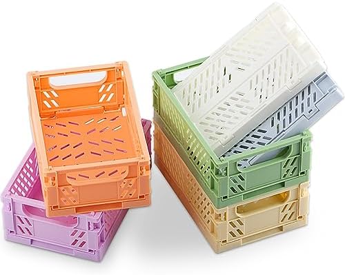 Amazon.com : HUUSMOT 6-Pack Pastel Storage Crates, Mini Plastic Crates ...