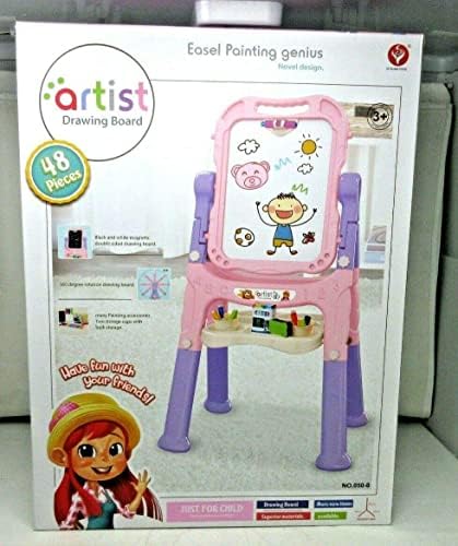 Kids Double-Sided Art Easel with Magnetic Drawing Board - 360° Rotating ...