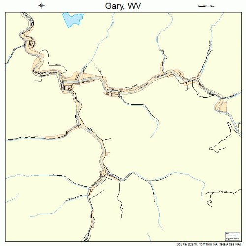Large Street & Road Map of Gary, West Virginia WV - Printed poster size ...