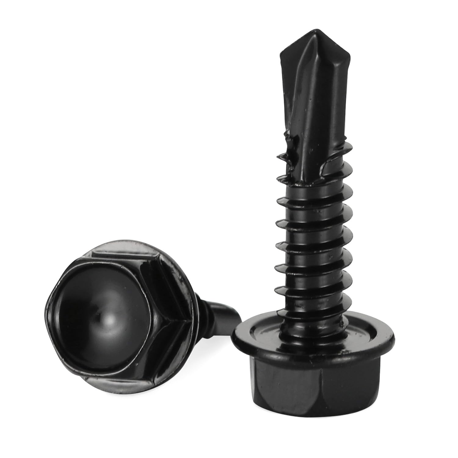 Snapklik.com : #12 X 1" Hex Washer Head Self Drilling Screws Black Oxidized
