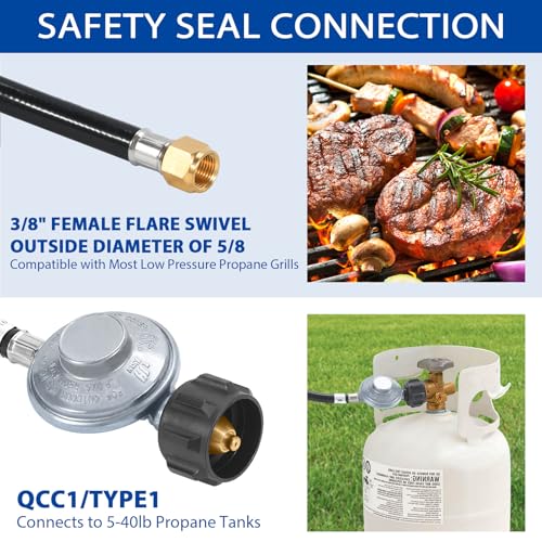 2 Feet Propane Regulator and Hose Universal Grill Regulator with Hose ...