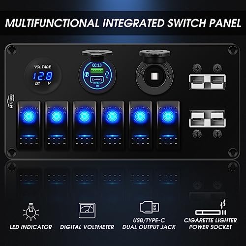 Snapklik.com : MKING 6 Gang Marine Switch Panel, Boat Switch Panel ...