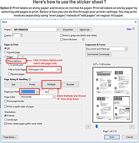 Securement Easyship Sticky Labels (A4 Size Sheet with 4 Pre-Cut Labels ...