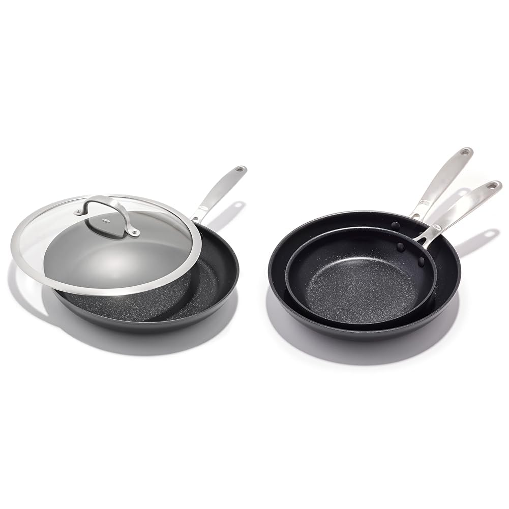 Amazon.com: OXO Enhanced 12" and 8", 10" Frying Pan Skillet Set with ...