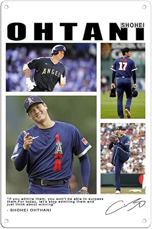 Amazon.co.jp: 37-Shohei Otani Metal Poster Sign Deco Pin Dodgers Tin ...