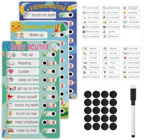 Amazon.com: Trandraft 3 Pcs Chore Chart Daily Routine Chart Reusable To ...