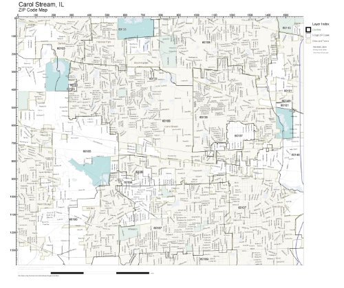 Amazon.com : ZIP Code Wall Map of Carol Stream, IL ZIP Code Map ...