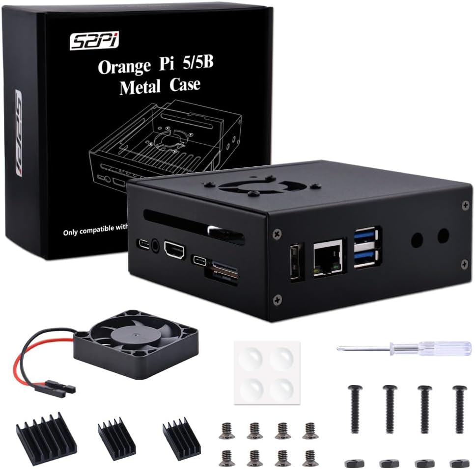 Amazon.com: GeeekPi Orange Pi 5/5B Metal Case with Fan Heatsinks ...