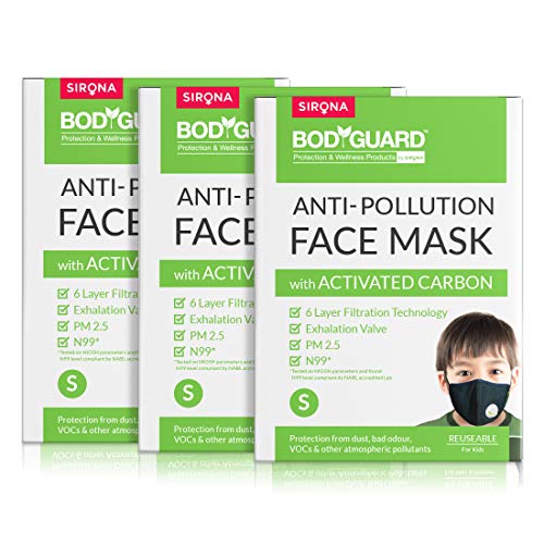 Bodyguard Cotton Reuseable Mask (Black, With Valve, Pack of 3) for ...