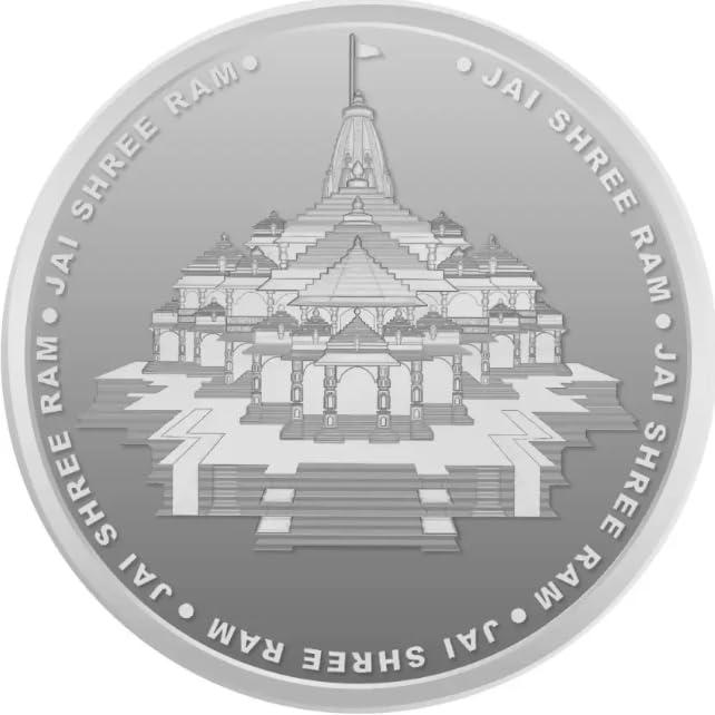 Ram Mandir Coin In Silver 50 Grams Ayodhya Mandir Pure Silver Coin ...