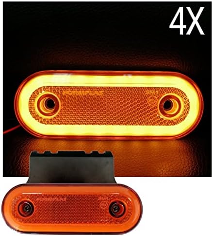 4pcs Orange Amber Side LED Marker Lights Neon Oval 12V 24V Trailer ...