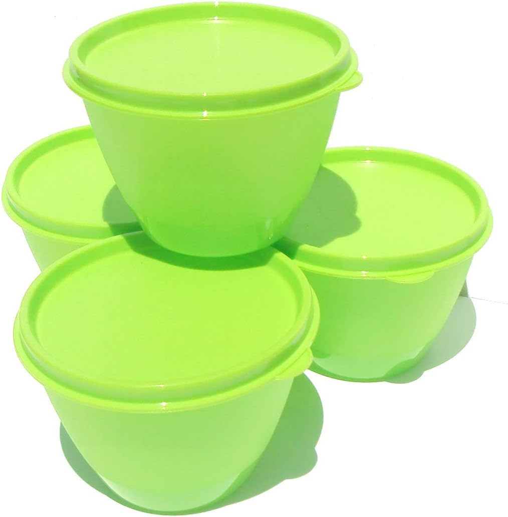 Amazon.com: Tupperware Set of 4 Refrigerator Bowls 14 oz in Green ...