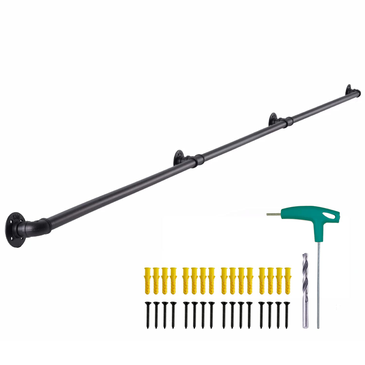 Unilive Metal Industrial Pipe Stair Handrail, 10FT Staircase Handrail ...