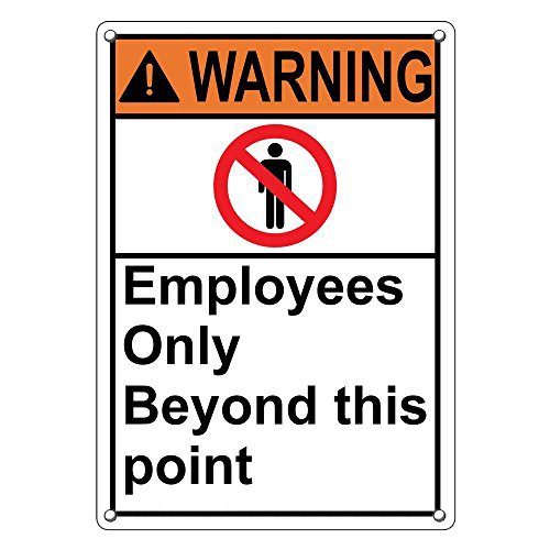 Amazon.com: Weatherproof Plastic Vertical ANSI Warning Employees Only ...