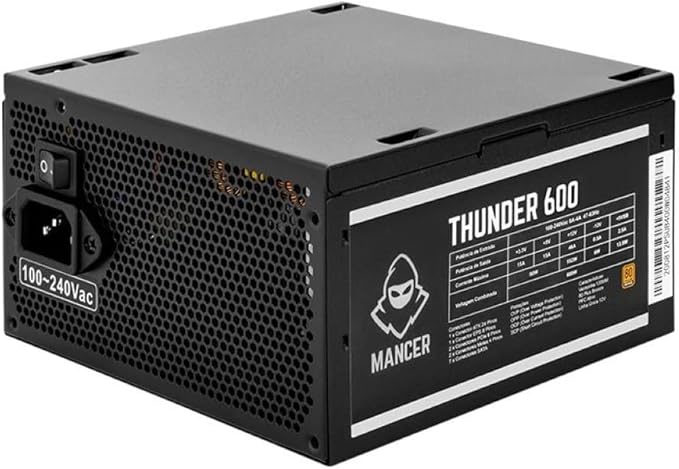 Fonte Mancer Thunder 600W | 80 Plus Bronze | ATX | Não modular | Preto ...