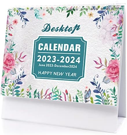 Desk Calendar 2023-2024, Standing Desktop Flip Planner with Stickers ...