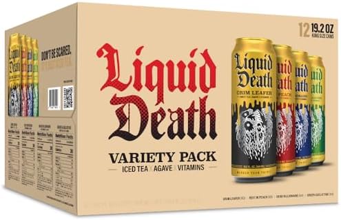 Amazon.com : Liquid Death Iced Tea Variety 12-Pack (19.2 Oz Cans) (Grim ...